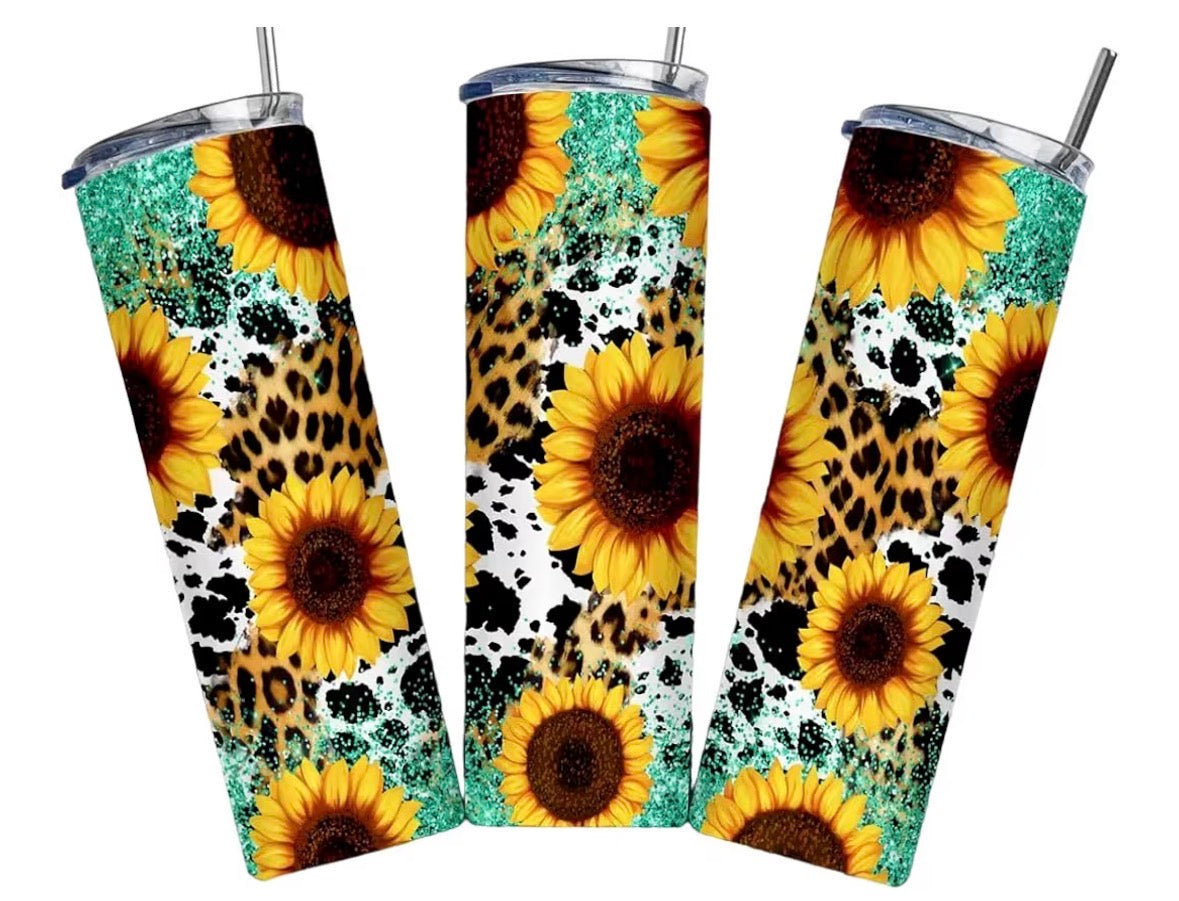 20oz. Sunflower & Leopard Wrap #3 – Cusson Creations